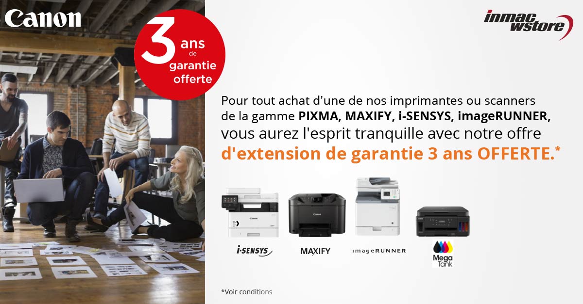 Extension de garantie 3 ans offerte avec Canon